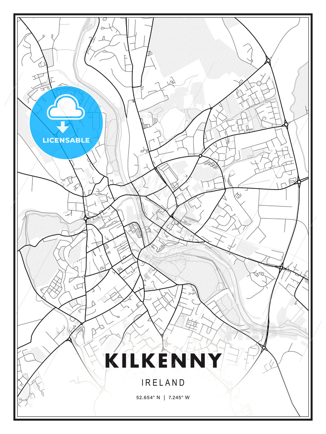 Kilkenny, Ireland, Modern Map Print Template in Various Formats ...