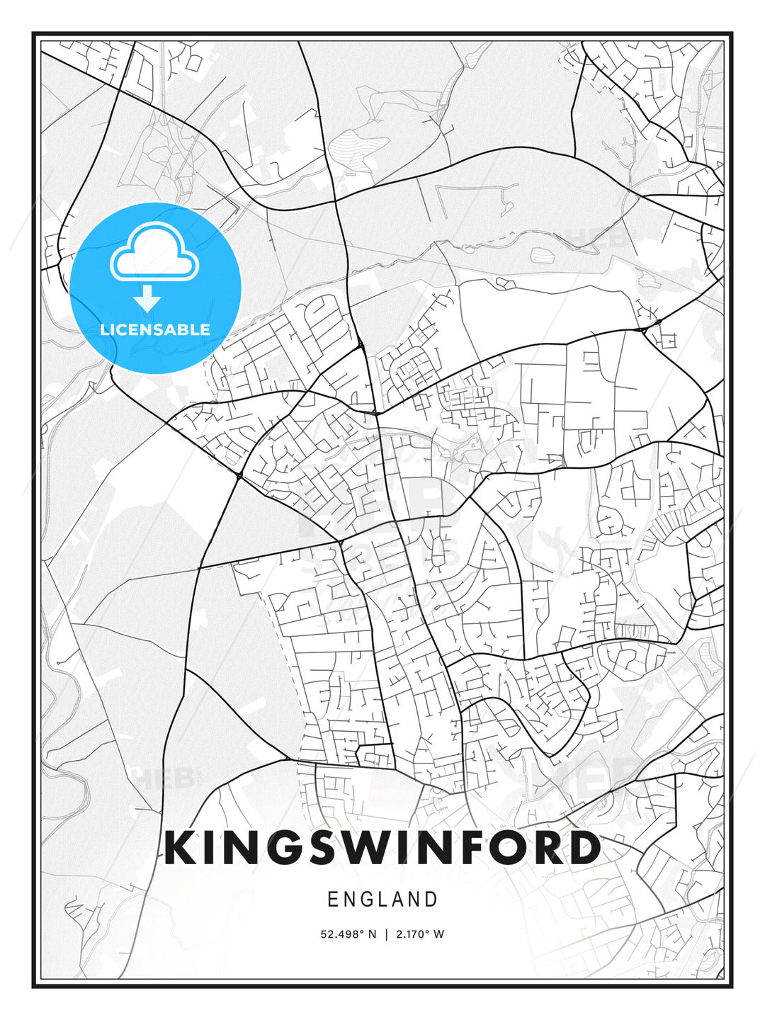 Kingswinford, England, Modern Map Print Template in Various Formats ...
