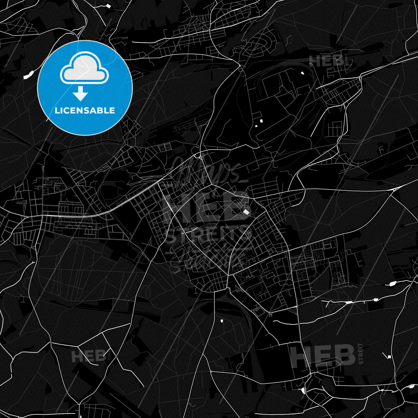 Kladno, Czechia Pdf Vector Map Black And White – HEBSTREITS