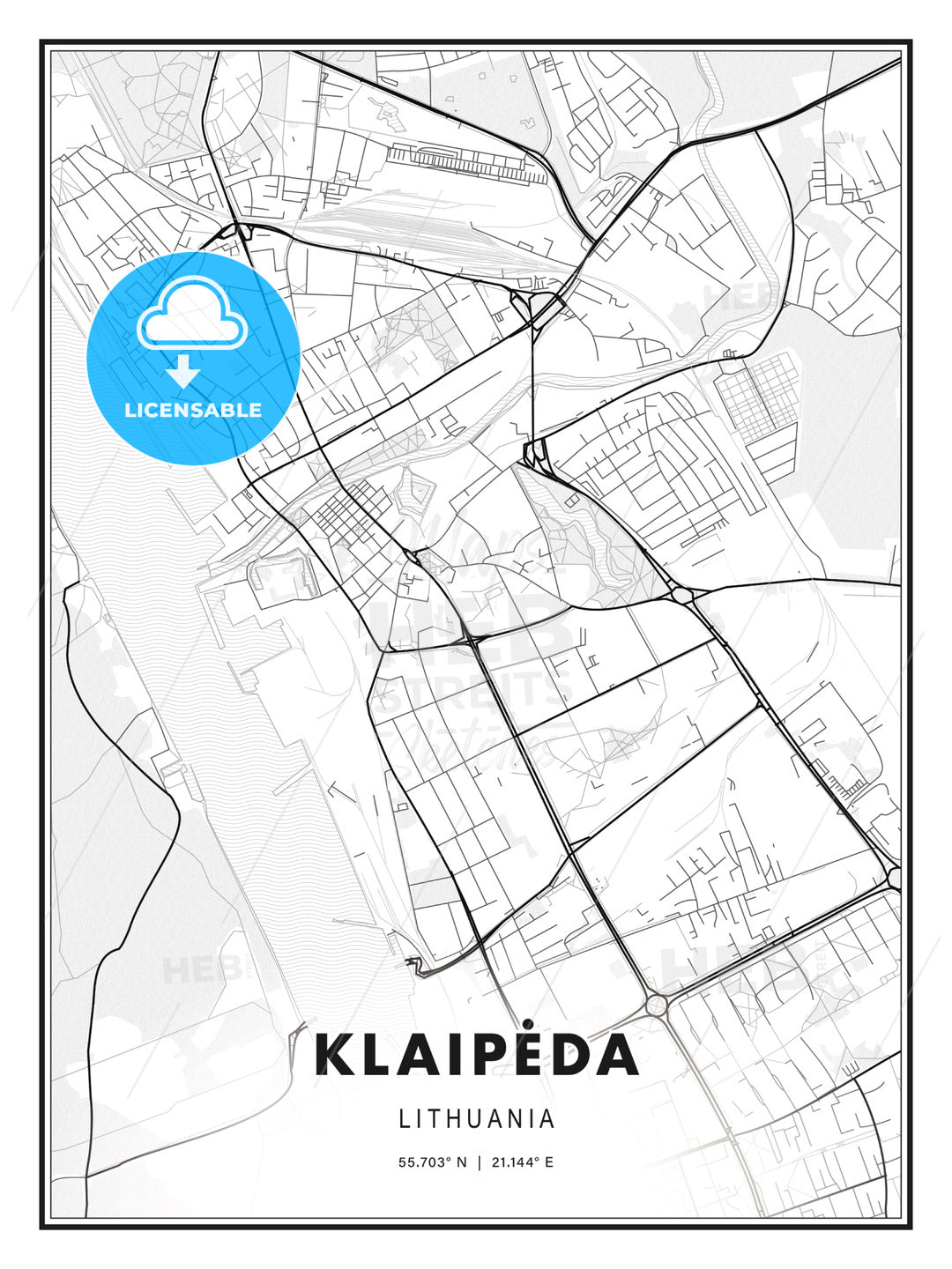 Klaipėda, Lithuania, Modern Map Print Template in Various Formats ...