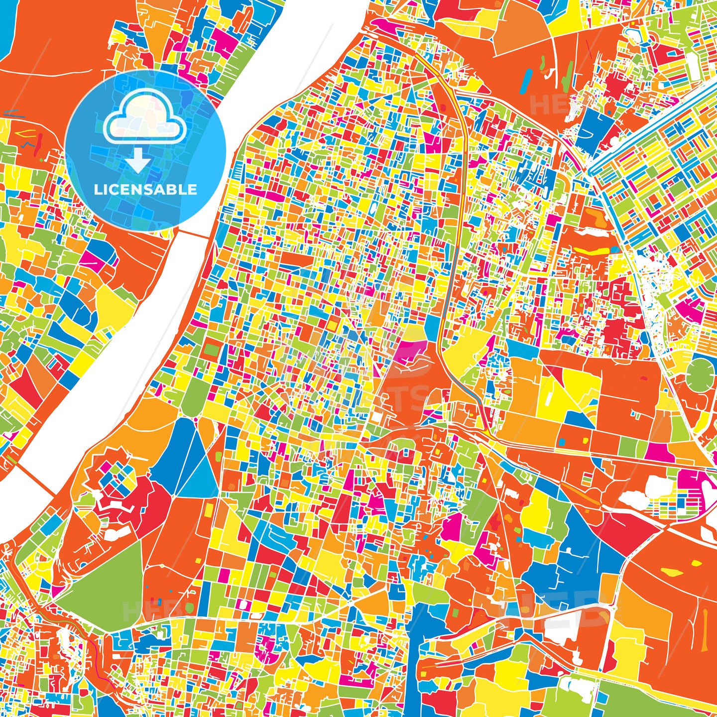 Kolkata, India, Colorful Vector Map – HEBSTREITS