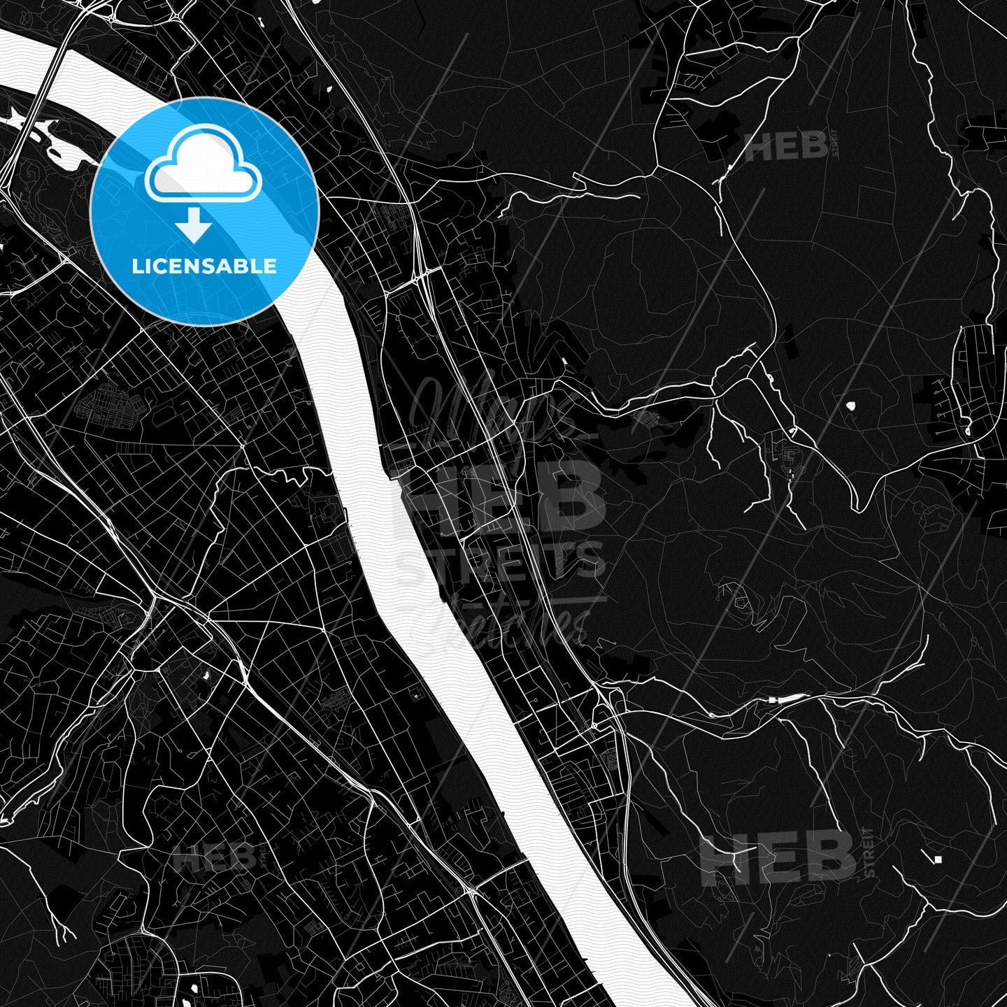 Konigswinter, Germany Pdf Vector Map Black And White – HEBSTREITS