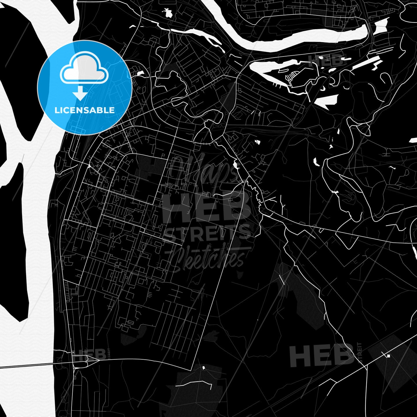 Kotlas, Russia Pdf Vector Map Black And White – HEBSTREITS