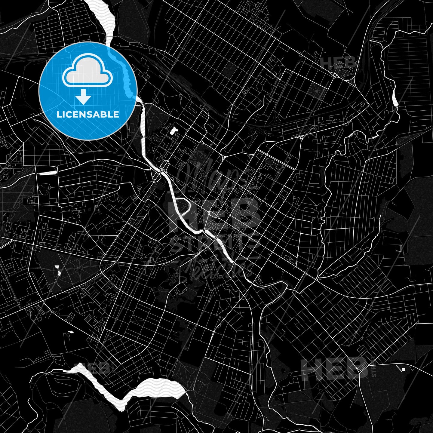 Kropyvnytskyi, Ukraine Pdf Vector Map Black And White – HEBSTREITS
