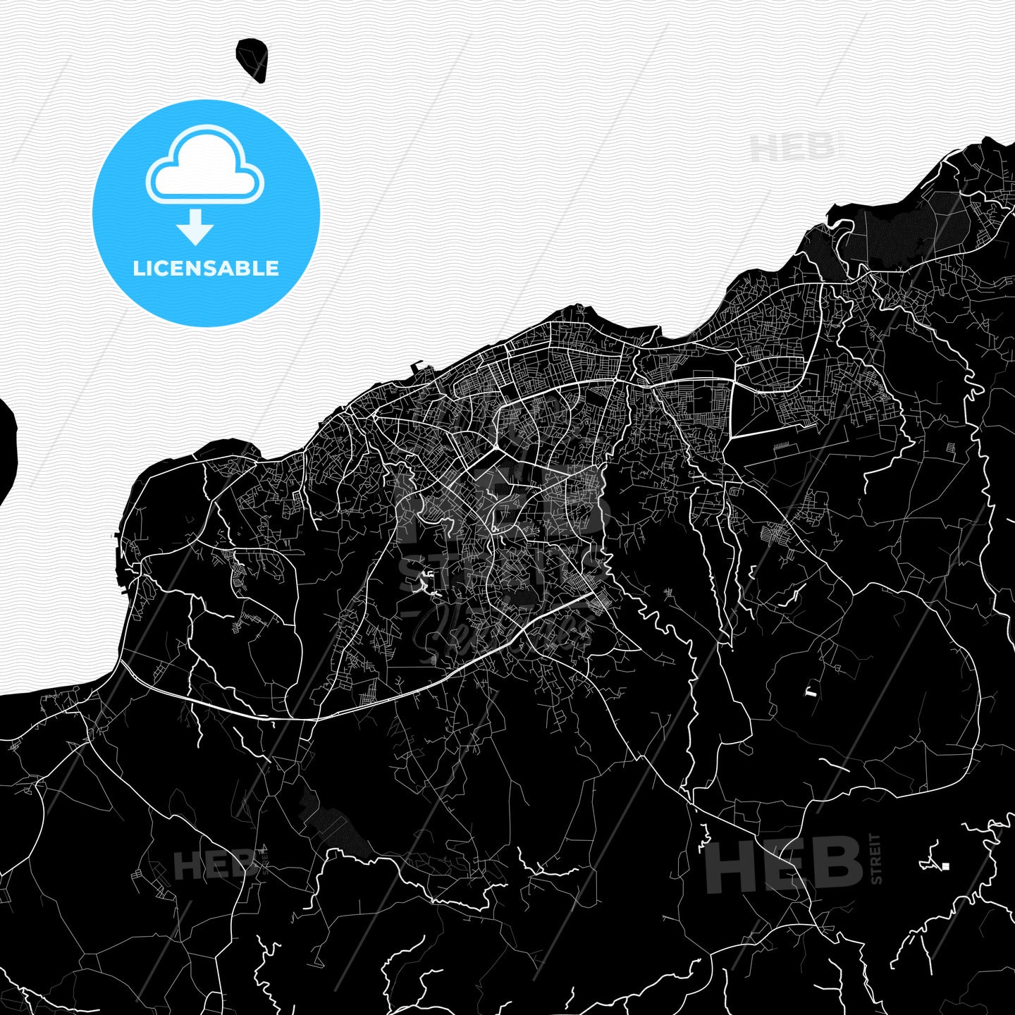 Kupang, Indonesia PDF vector map black and white - HEBSTREITS