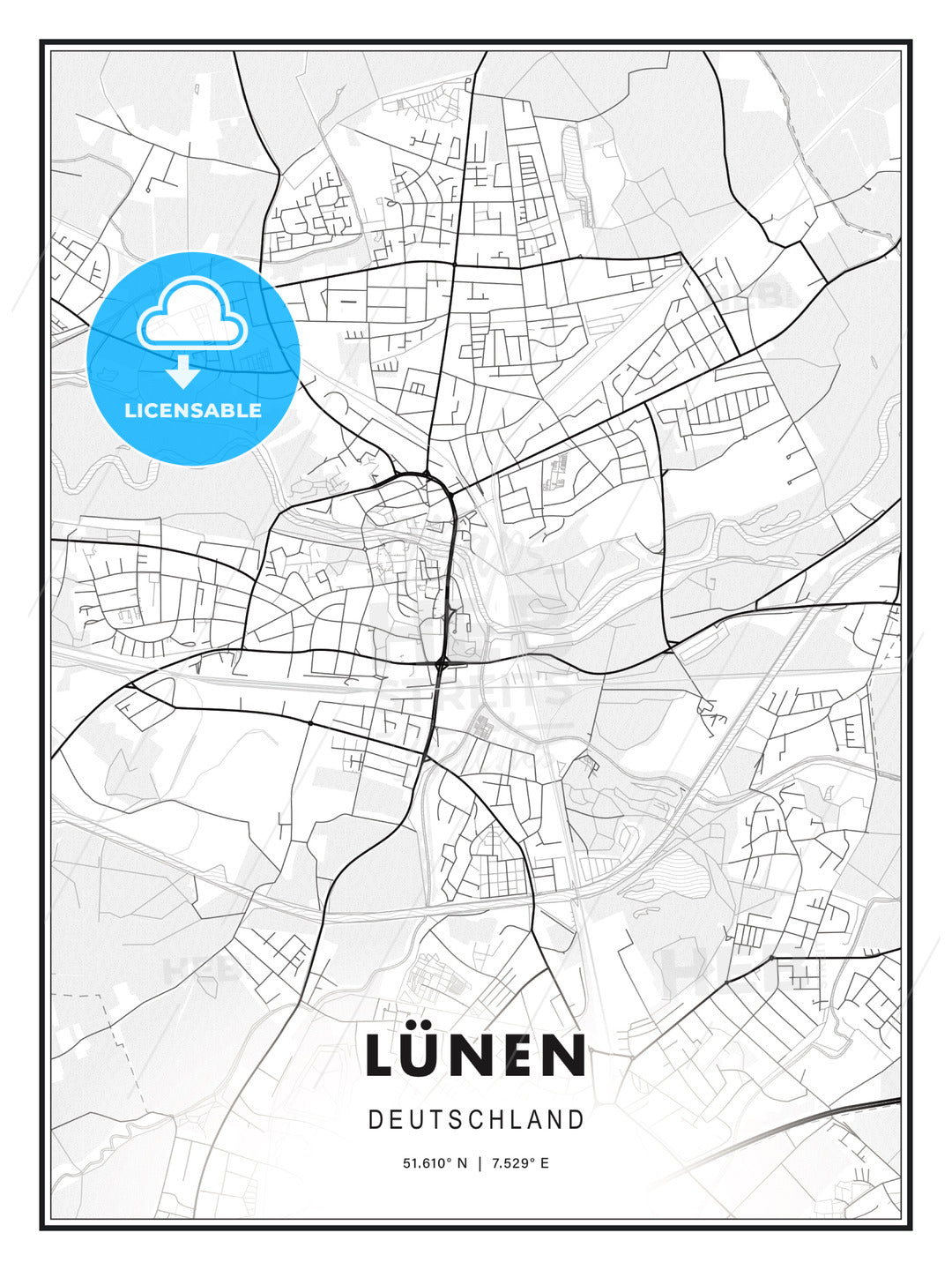 LÜNEN / Lunen, Germany, Modern Map Print Template in Various Formats ...