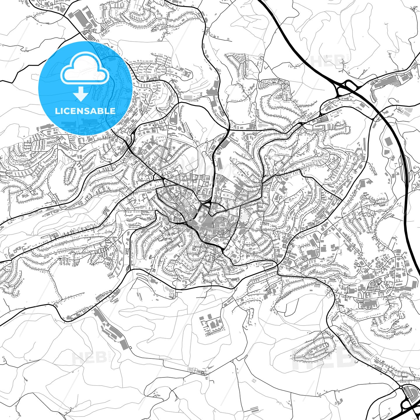 Lüdenscheid, Germany, Vector Map With Buildings – HEBSTREITS