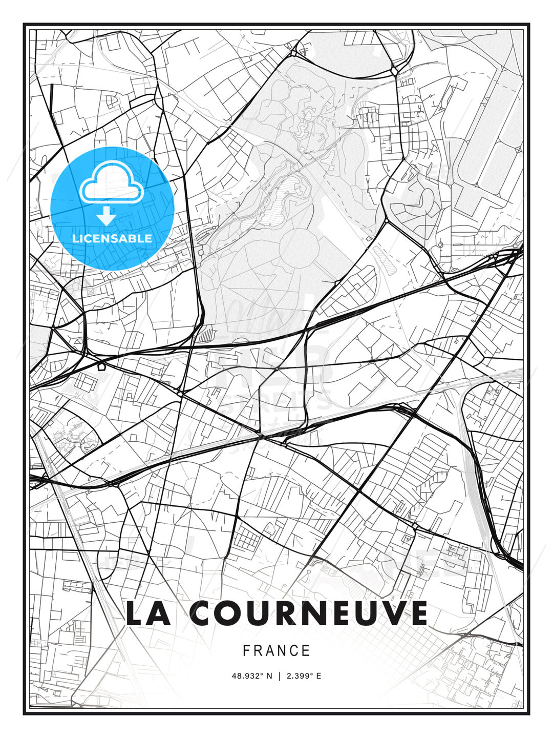 La Courneuve, France, Modern Map Print Template in Various Formats ...