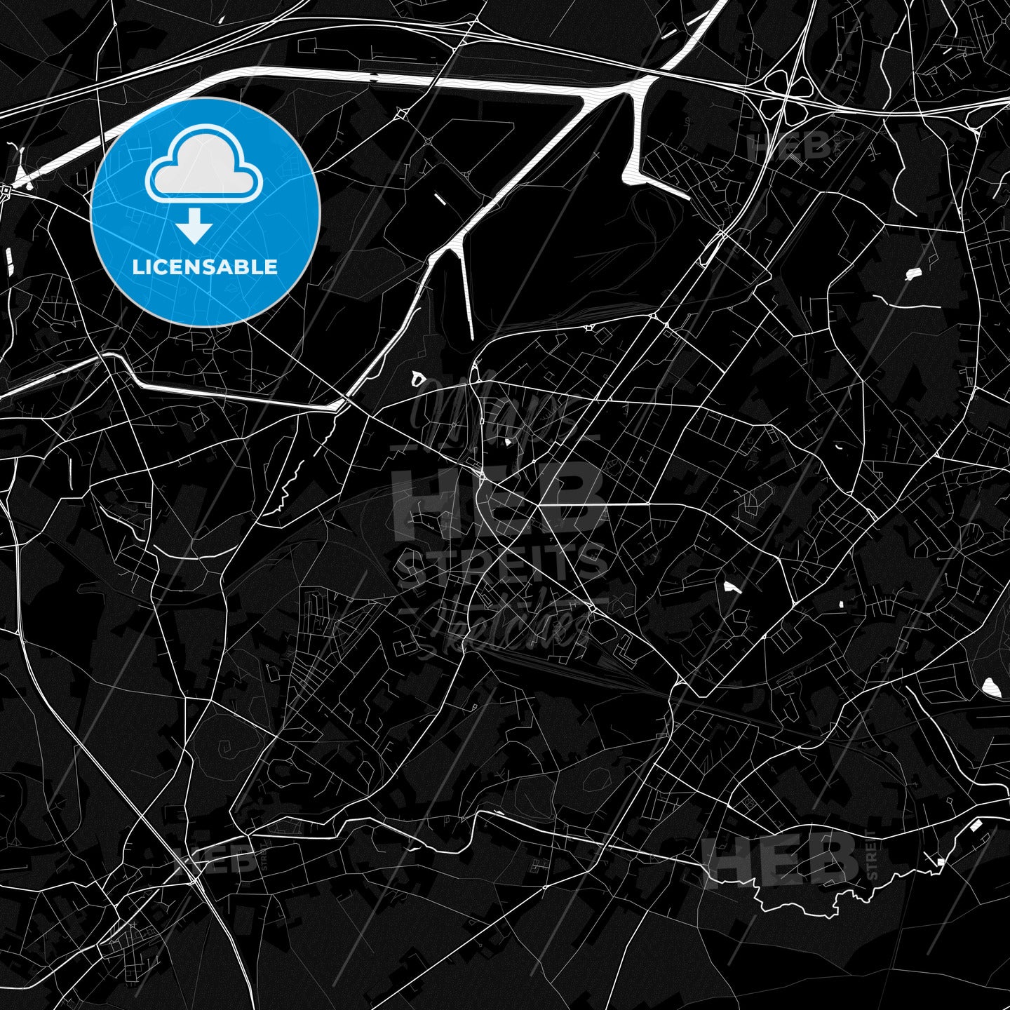 La Louvière, Belgium Pdf Vector Map Black And White – HEBSTREITS
