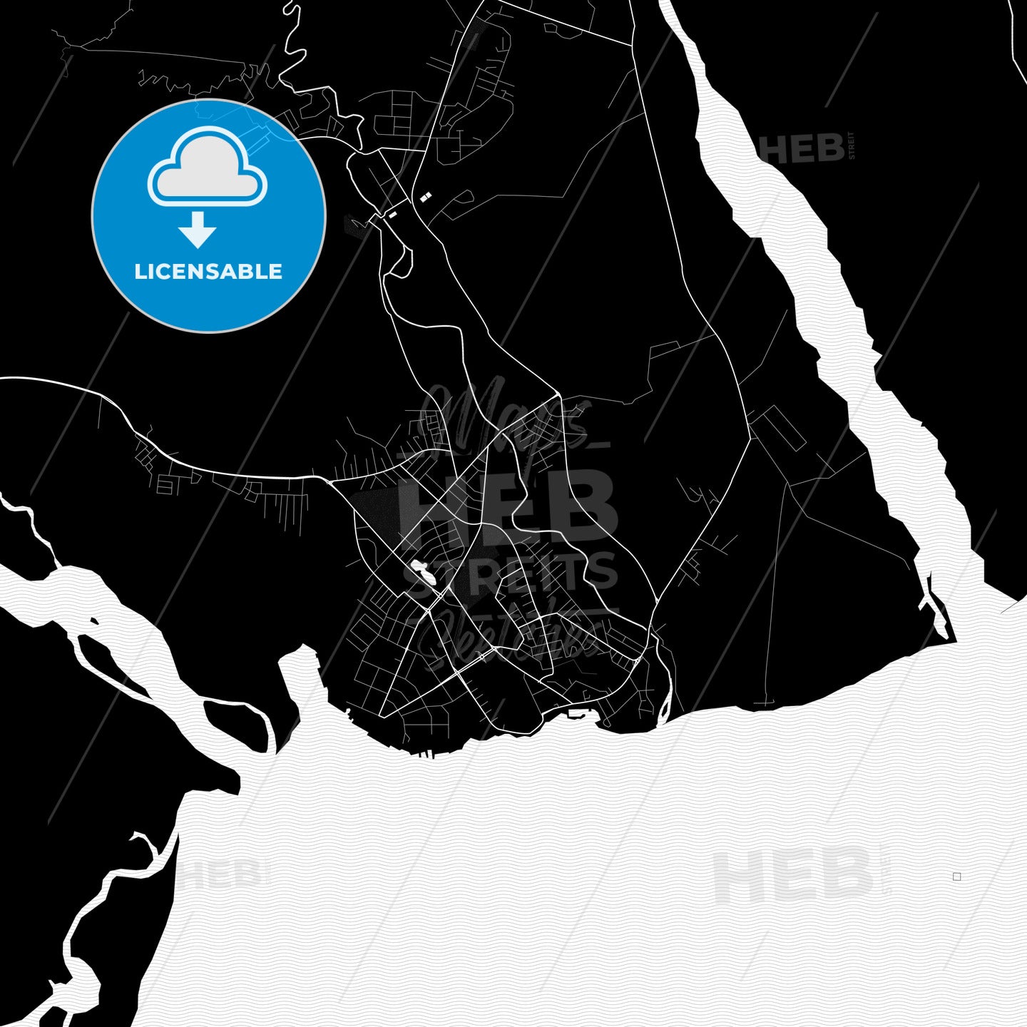 Lae, Papua New Guinea Pdf Vector Map Black And White – HEBSTREITS