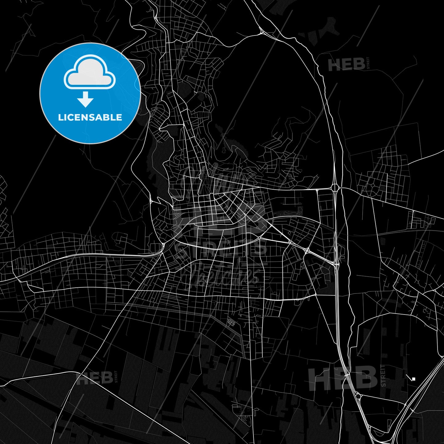 Lamia, Greece Pdf Vector Map Black And White – HEBSTREITS