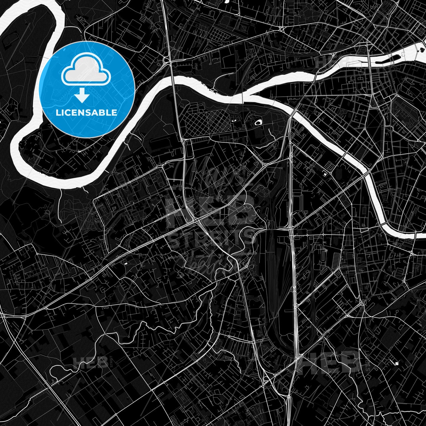 Lancy, Switzerland Pdf Vector Map Black And White – HEBSTREITS