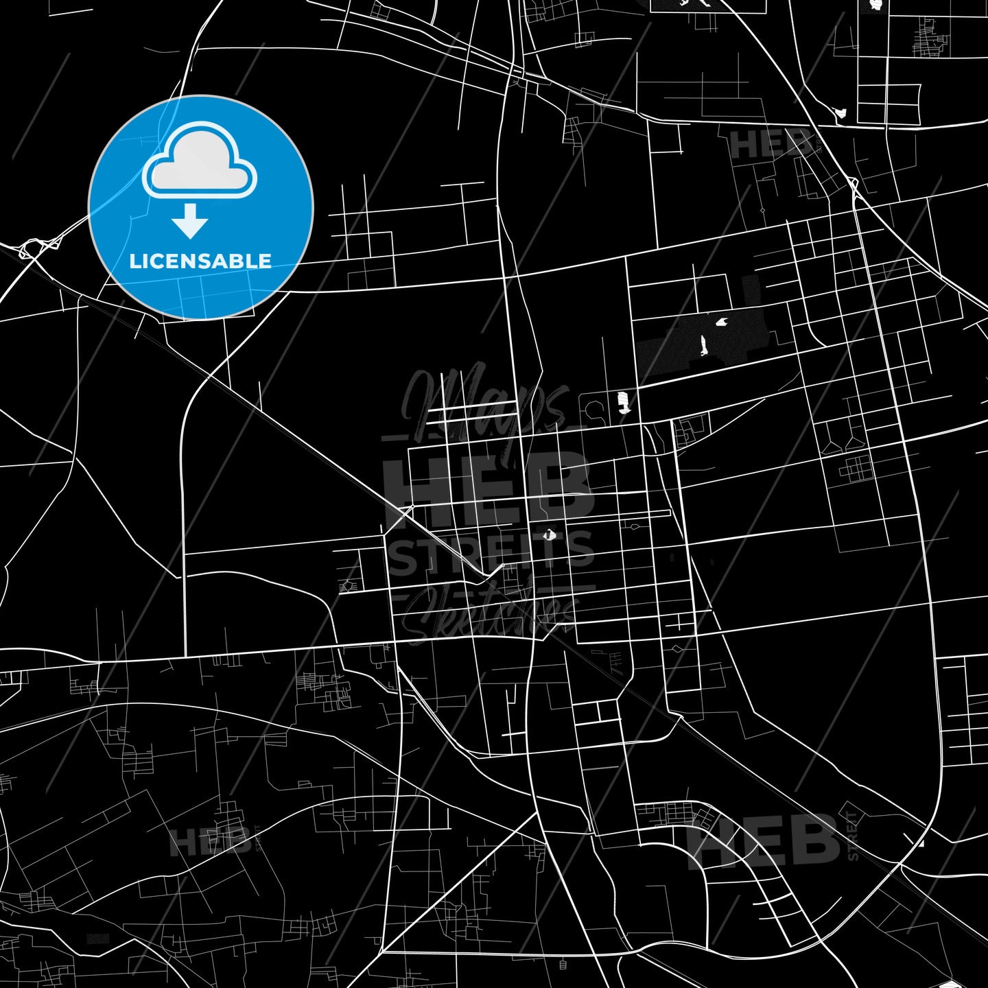 Langfang, China PDF vector map black and white - HEBSTREITS