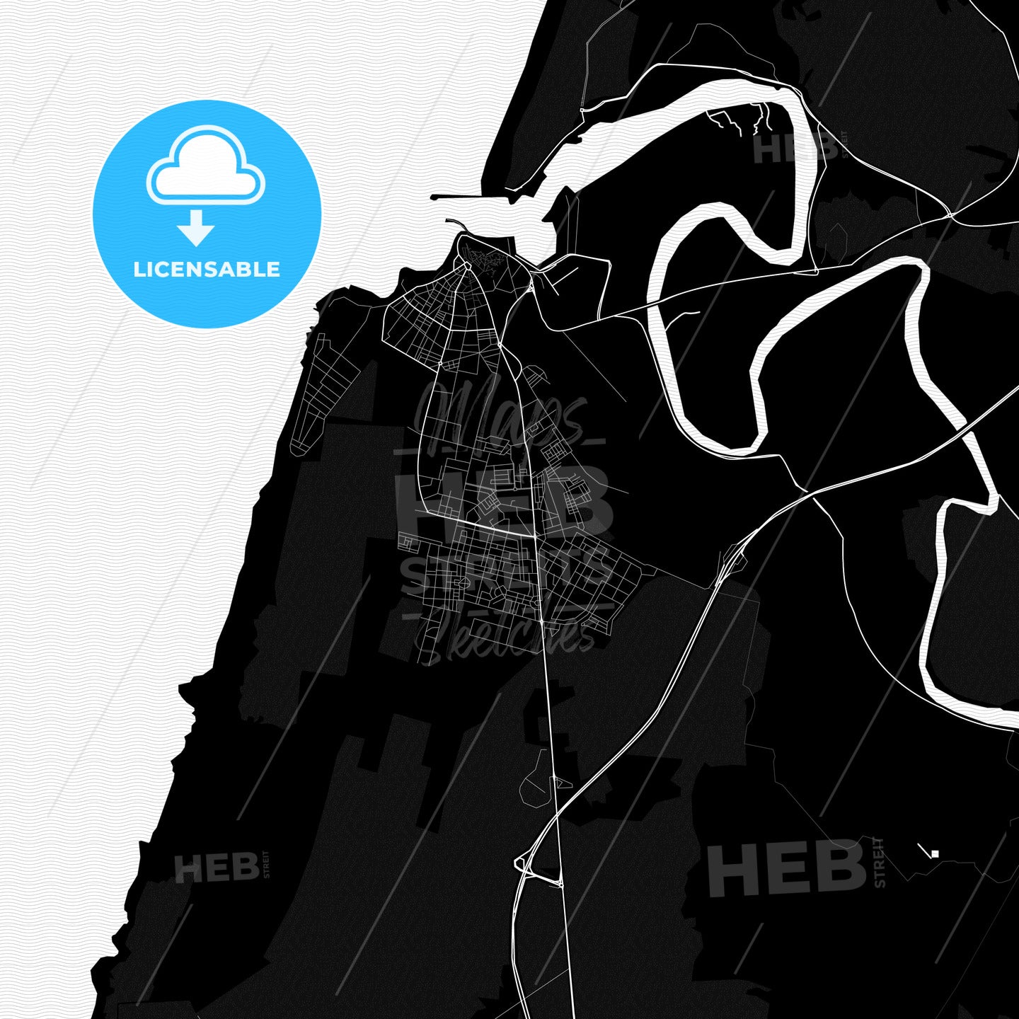 Larache, Morocco Pdf Vector Map Black And White – HEBSTREITS