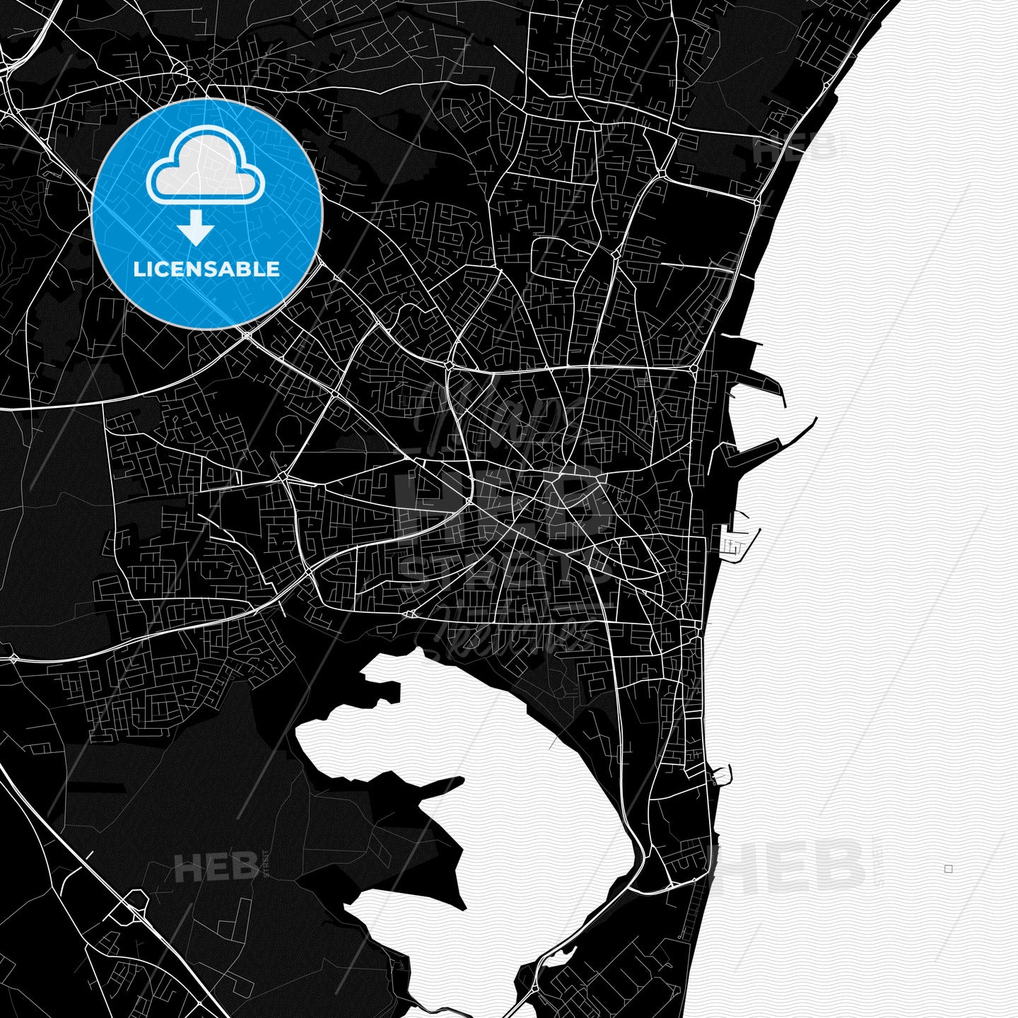 Larnaca , Cyprus Pdf Vector Map Black And White – HEBSTREITS