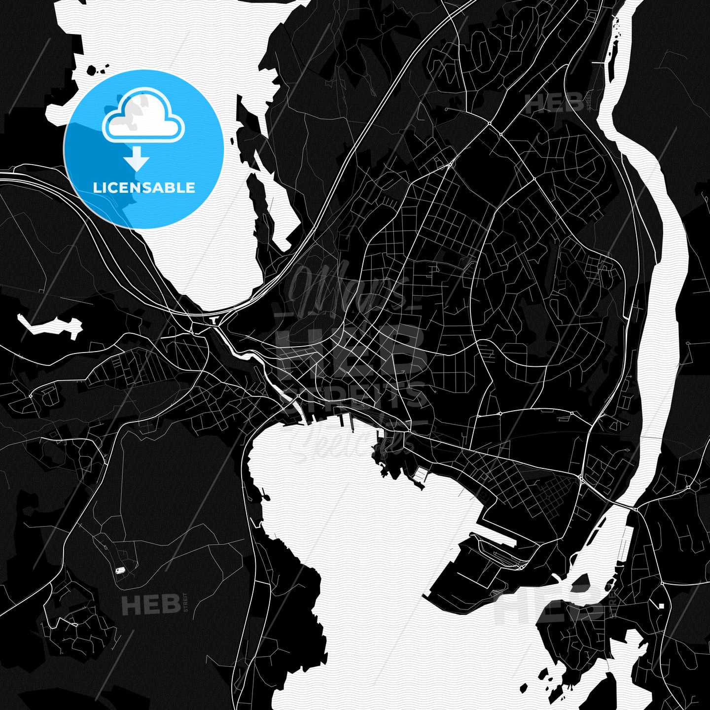Larvik, Norway Pdf Vector Map Black And White – HEBSTREITS