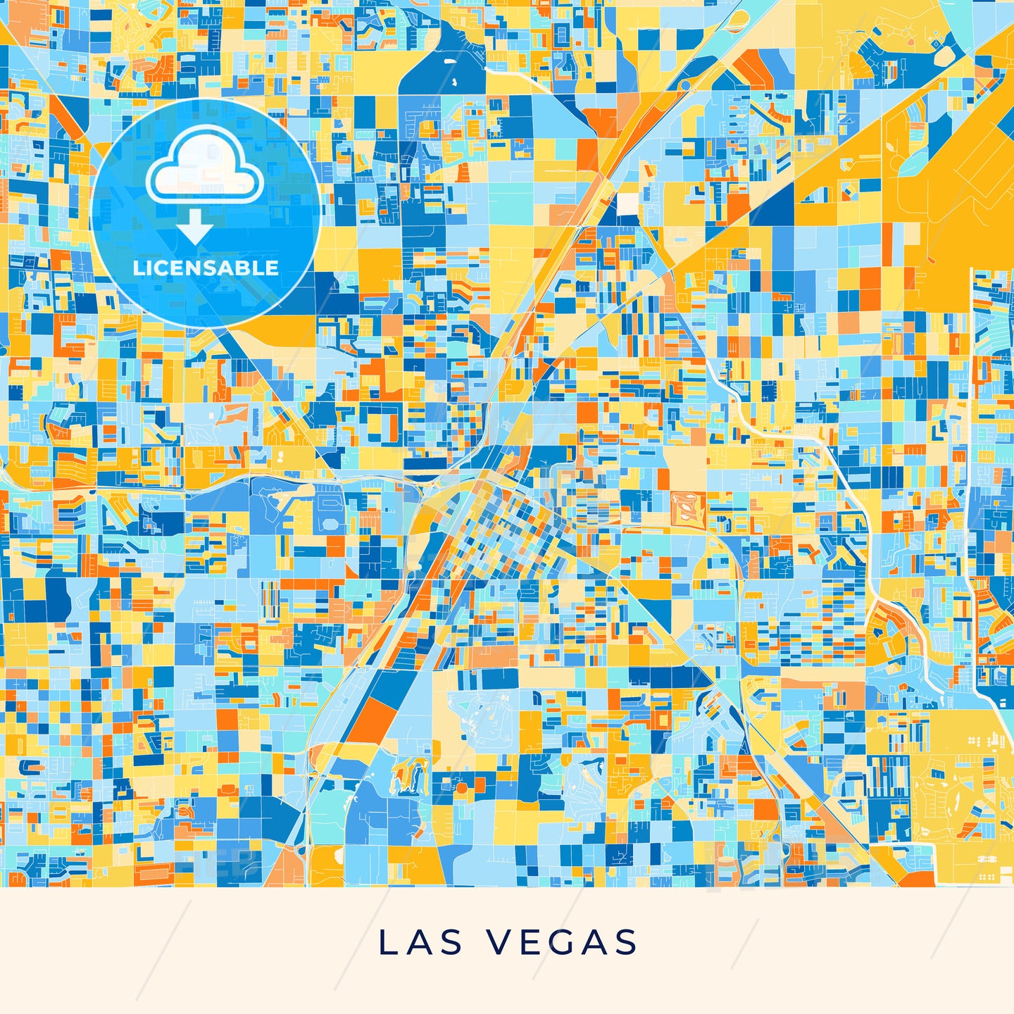 Las Vegas Colorful Map Poster Template – HEBSTREITS