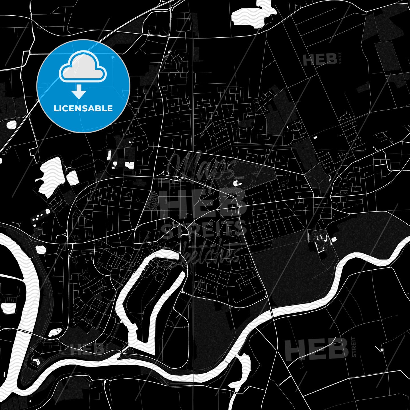 Leer, Germany Pdf Vector Map Black And White – HEBSTREITS