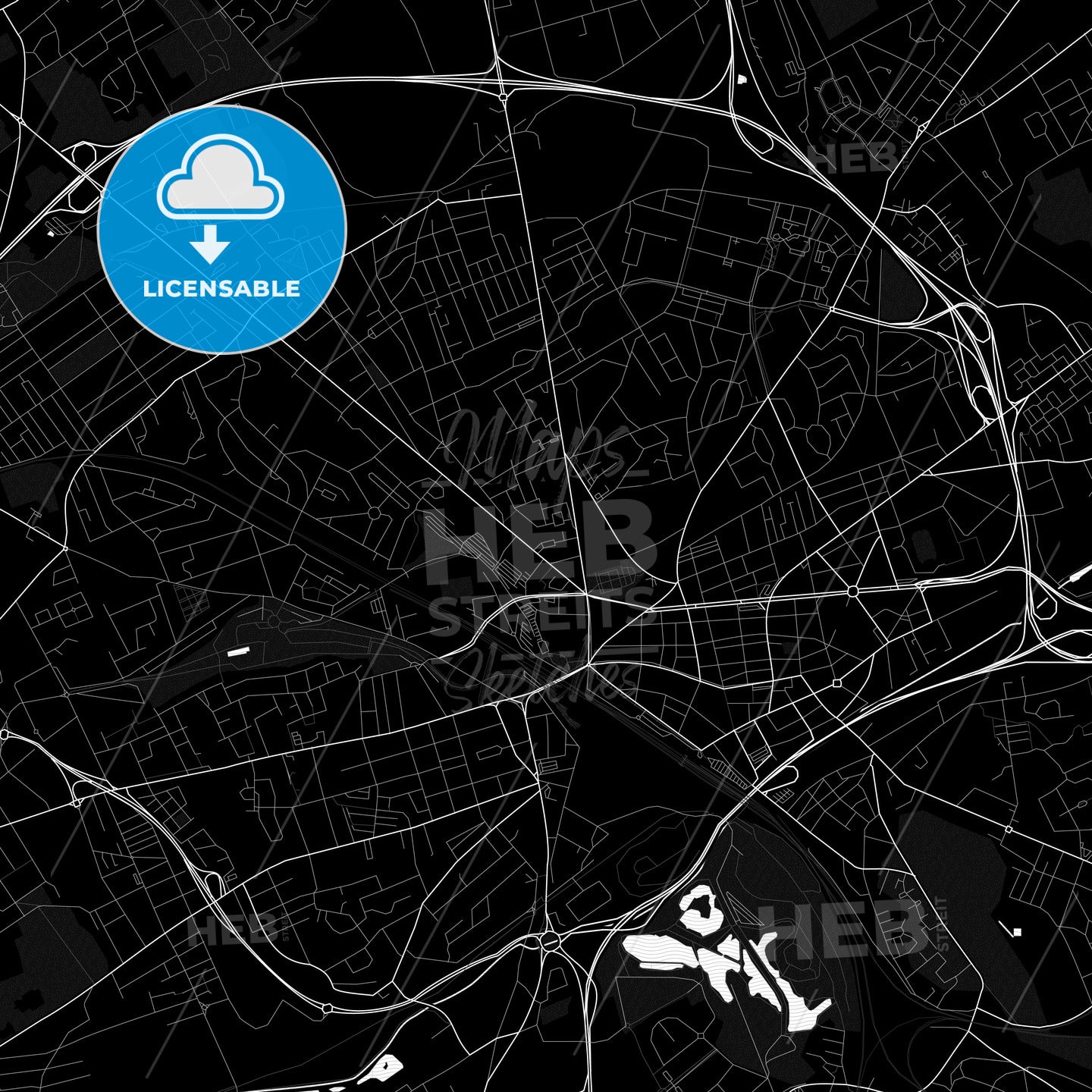 Lens, France Pdf Vector Map Black And White – HEBSTREITS
