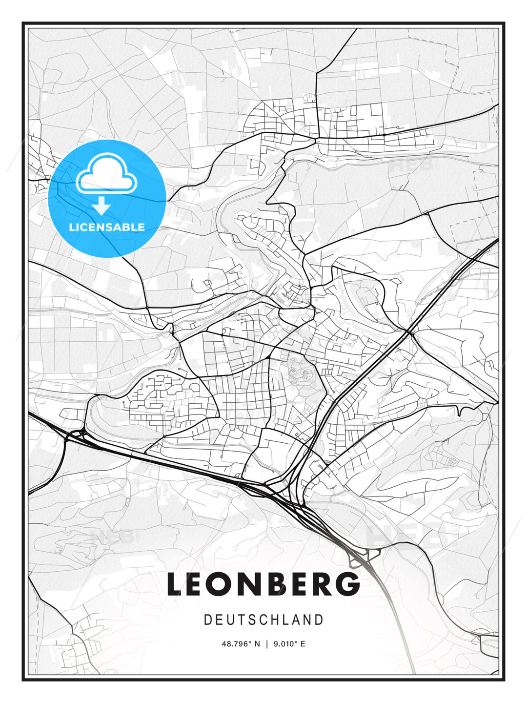 Leonberg, Germany, Modern Map Print Template in Various Formats ...