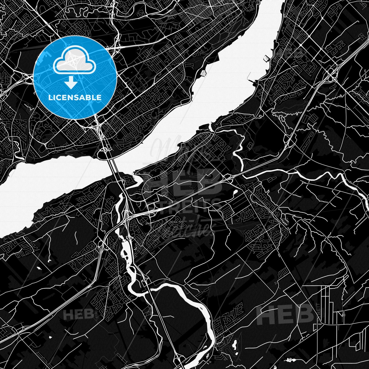 Lévis, Canada Pdf Vector Map Black And White – HEBSTREITS