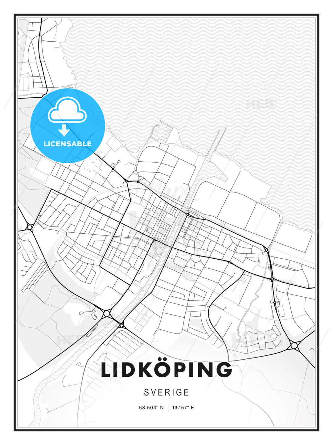 Lidköping, Sweden, Modern Map Print Template in Various Formats ...