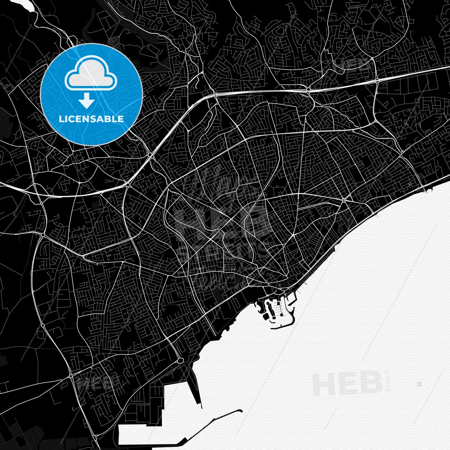 Limassol , Cyprus Pdf Vector Map Black And White – HEBSTREITS