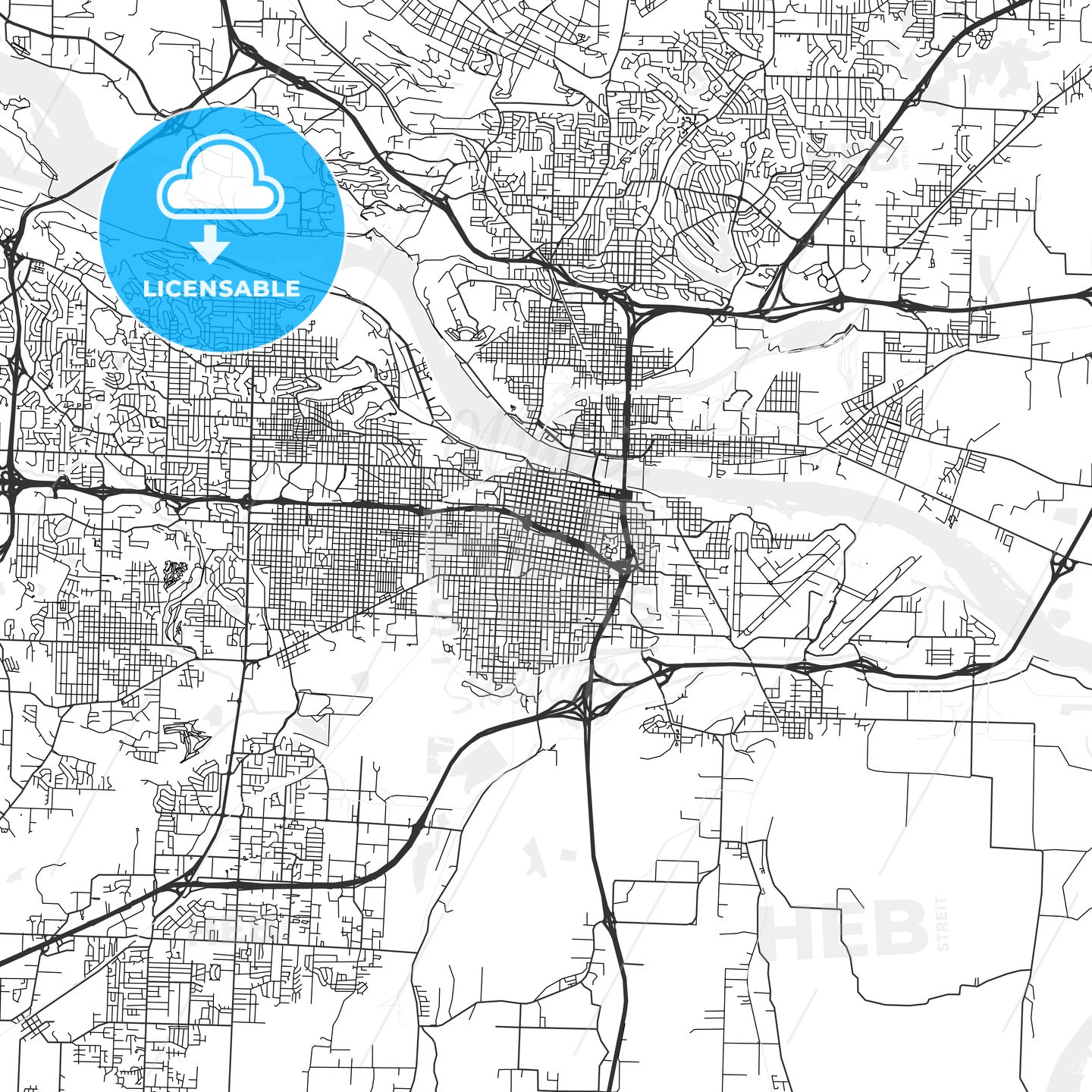 Little Rock, Arkansas - Area Map - Light – HEBSTREITS