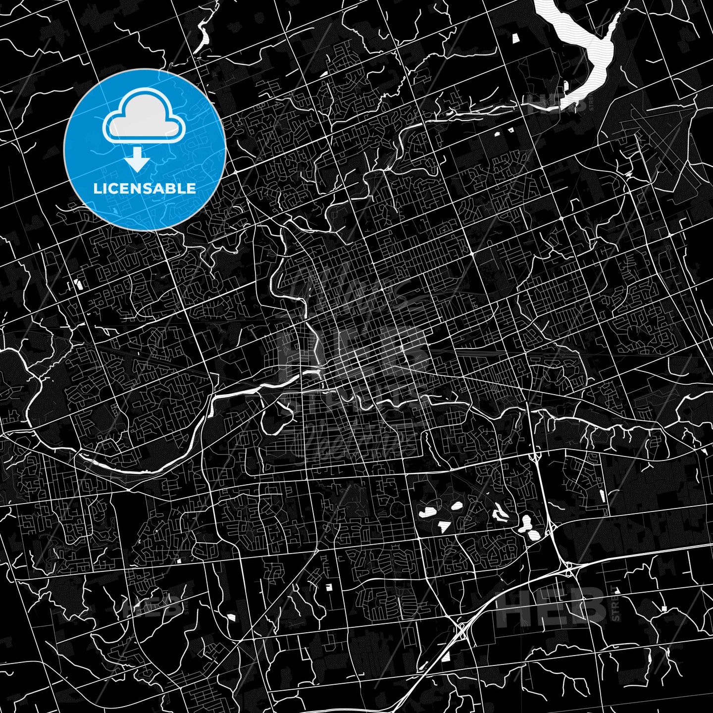 London, Canada Pdf Vector Map Black And White – HEBSTREITS