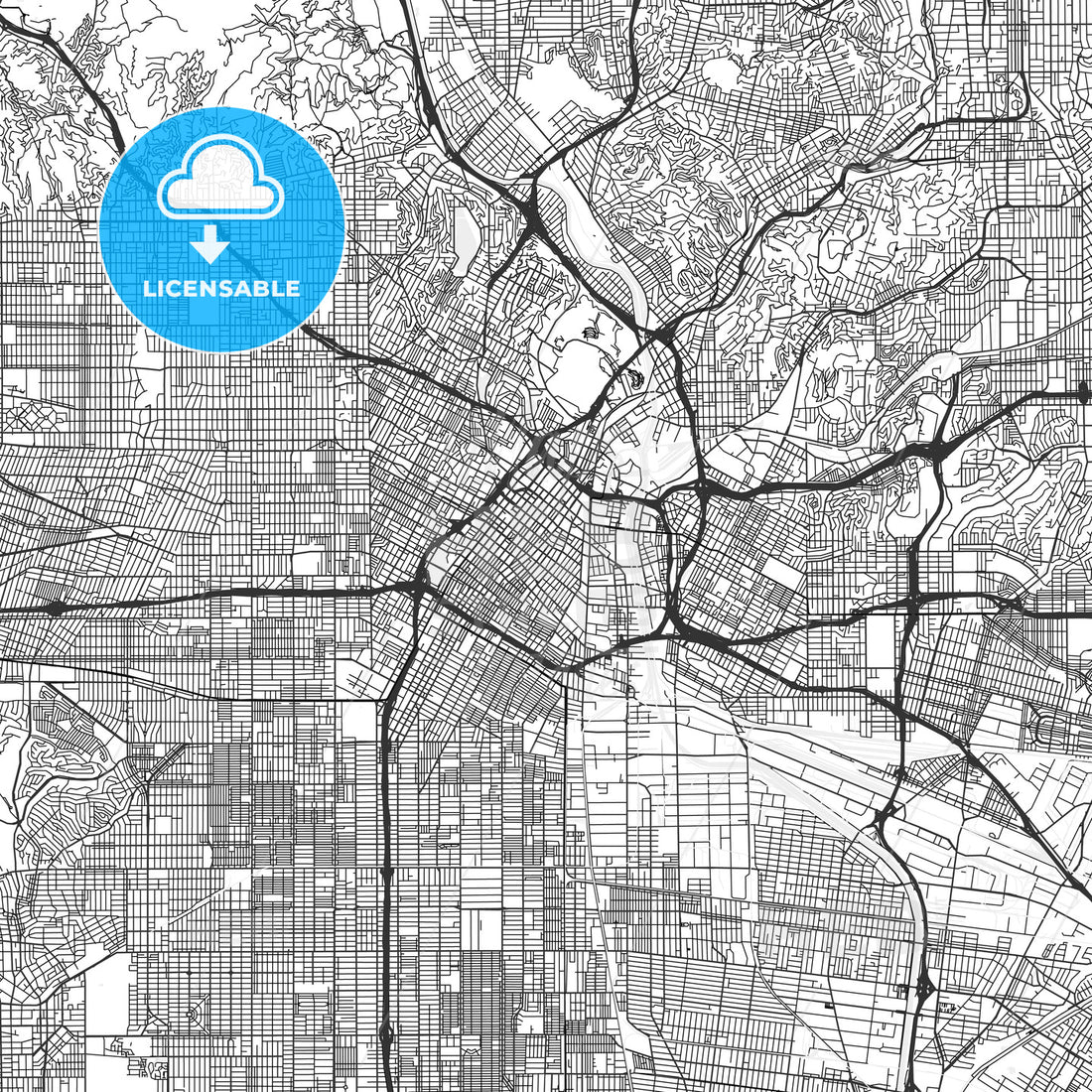 Los Angeles, California - Area Map - Light – HEBSTREITS