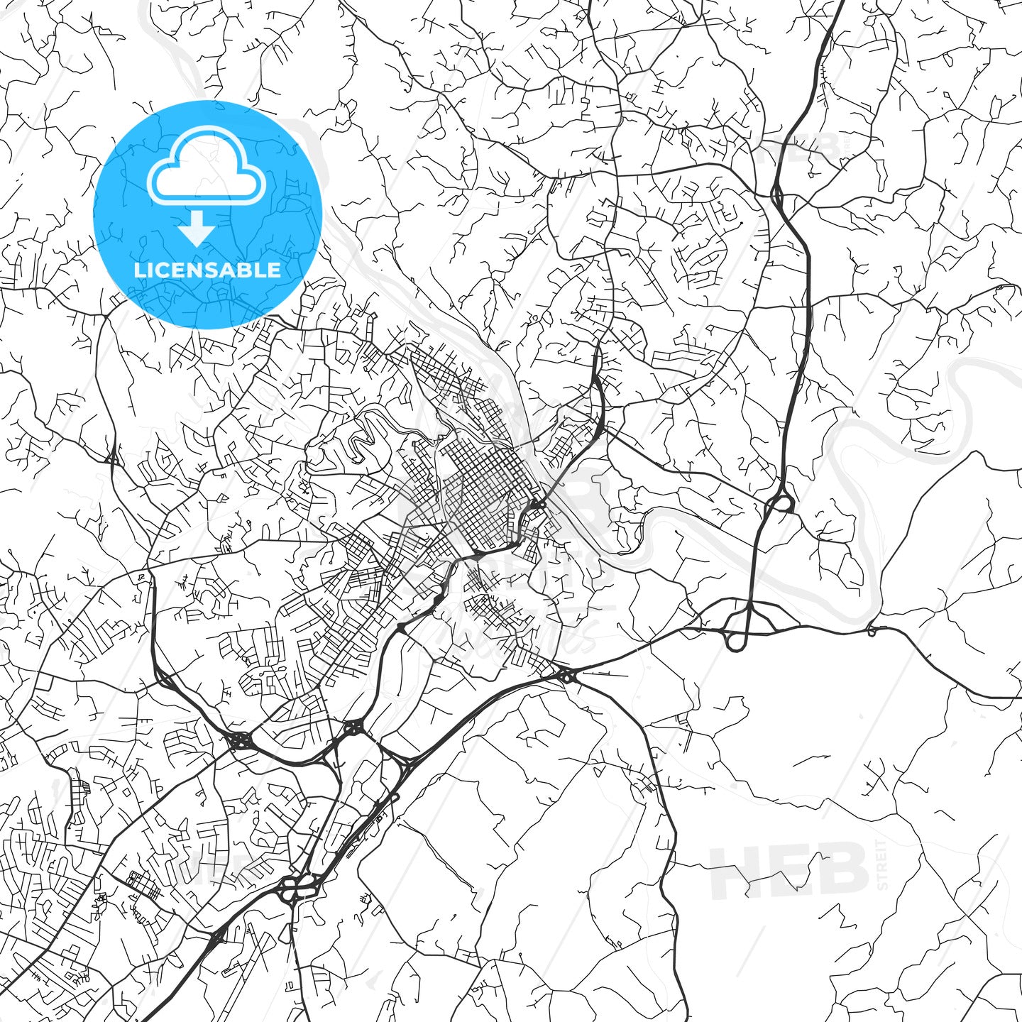 Lynchburg, Virginia - Area Map - Light – HEBSTREITS