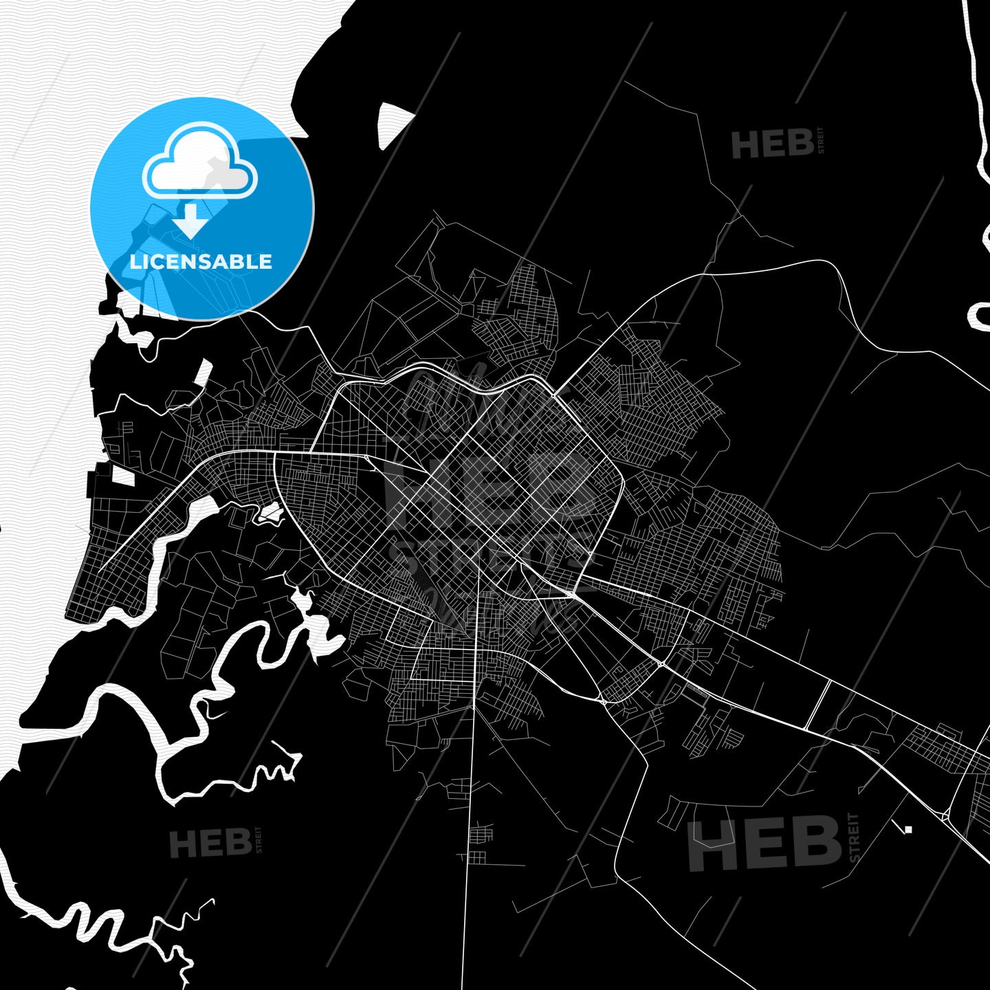 Machala, Ecuador Pdf Vector Map Black And White – HEBSTREITS