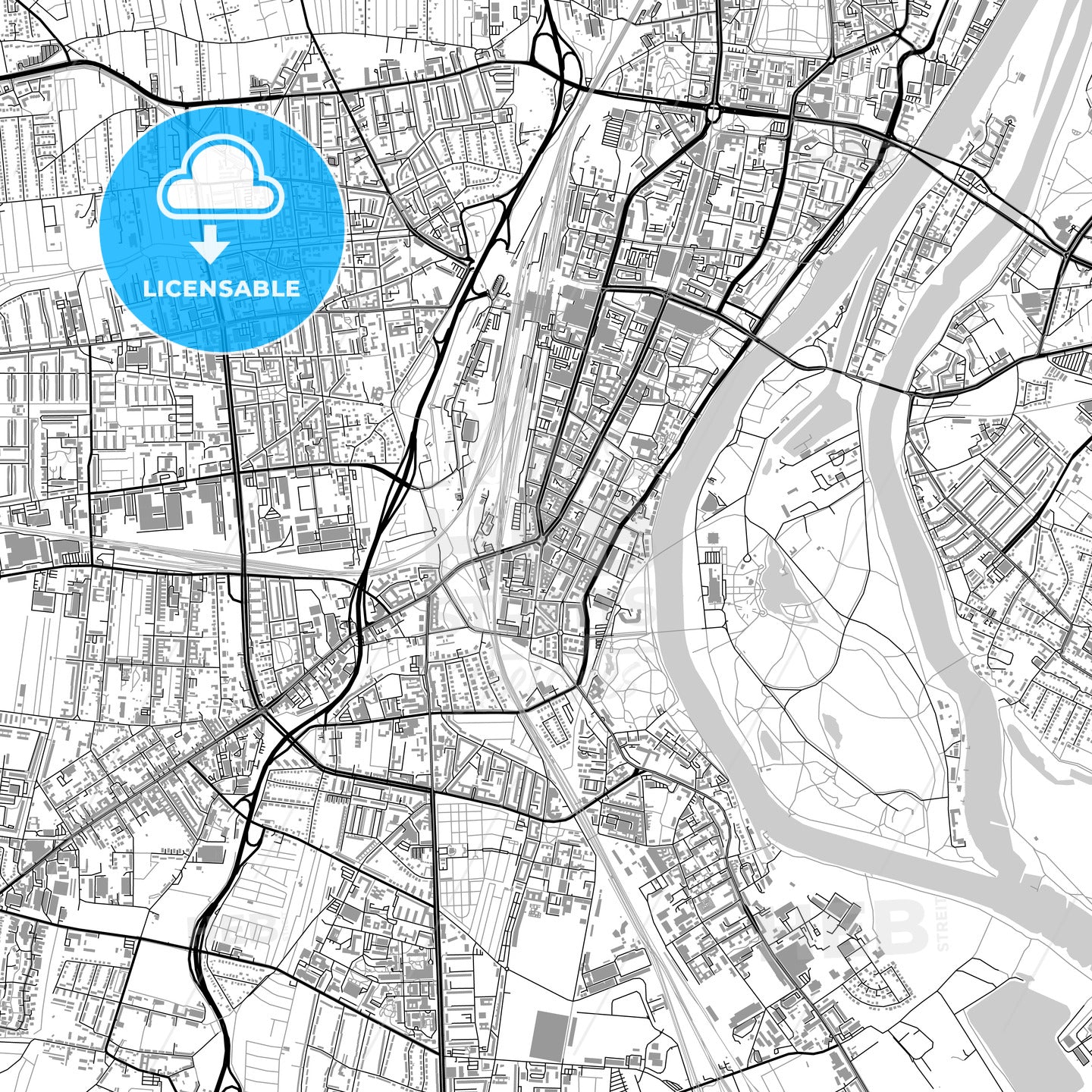 Magdeburg, Germany, Vector Map With Buildings – HEBSTREITS