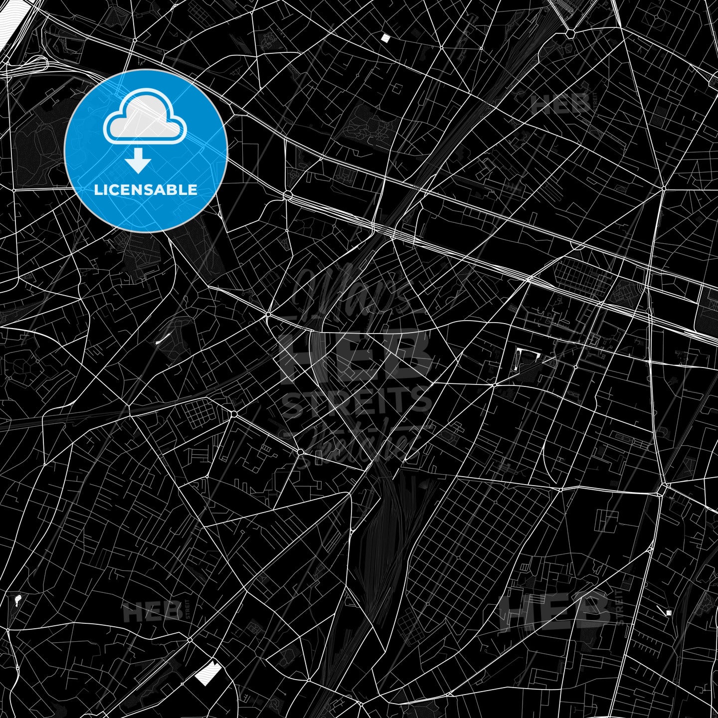 Malakoff, France Pdf Vector Map Black And White – HEBSTREITS