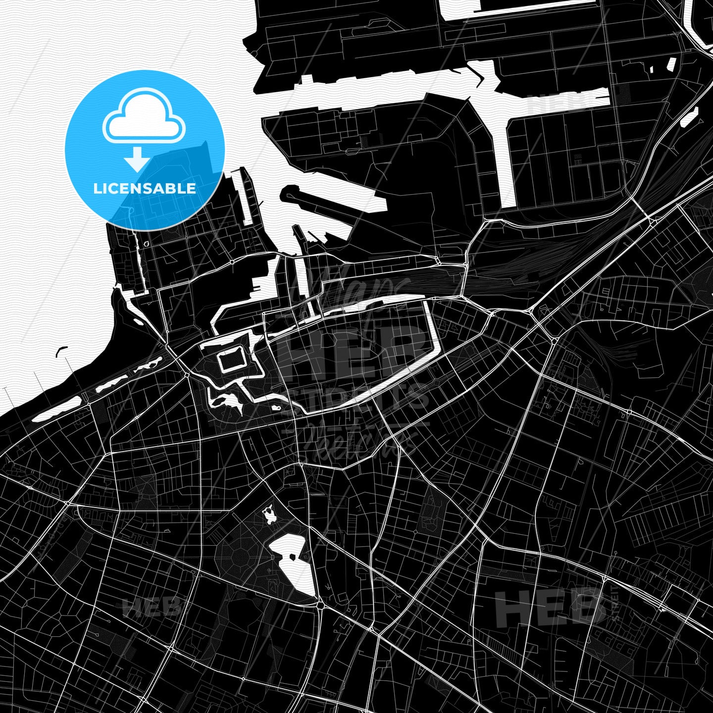 Malmö, Sweden Pdf Vector Map Black And White – HEBSTREITS