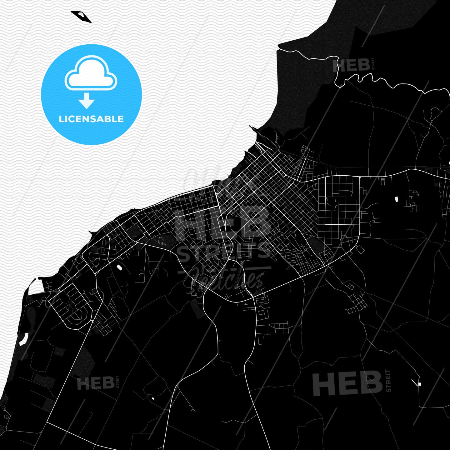 Manzanillo, Cuba Pdf Vector Map Black And White – HEBSTREITS