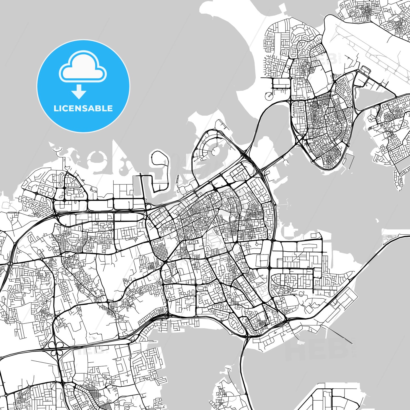 Map of Manama, Bahrain - HEBSTREITS