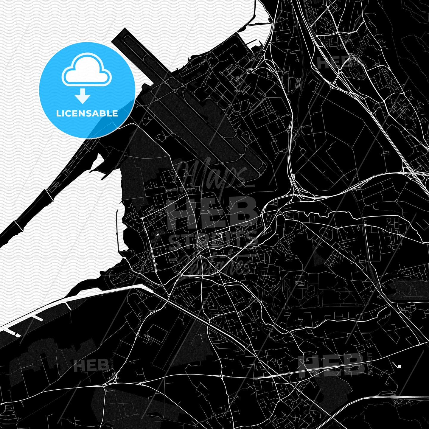 Marignane, France Pdf Vector Map Black And White – HEBSTREITS