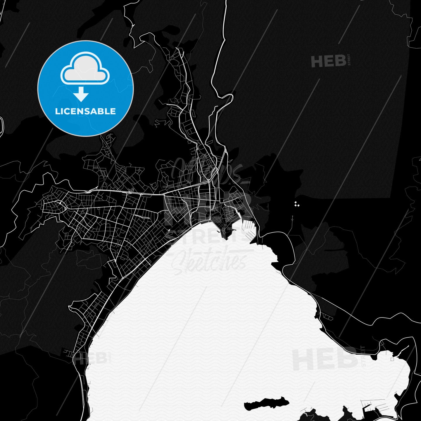 Marmaris, Turkey Pdf Vector Map Black And White – HEBSTREITS
