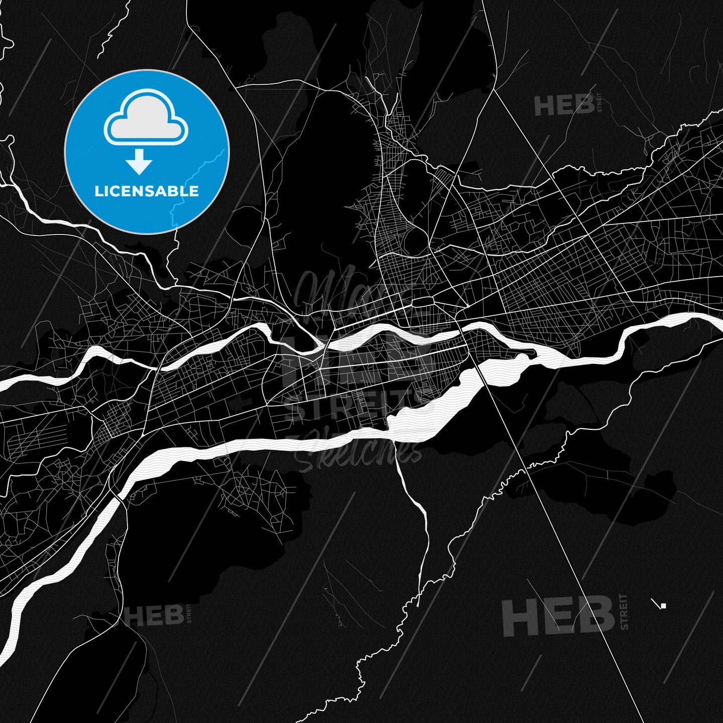 Maroua, Cameroon Pdf Vector Map Black And White – HEBSTREITS