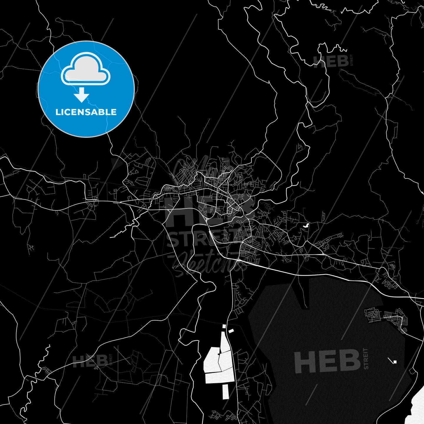 May Pen, Jamaica Pdf Vector Map Black And White – HEBSTREITS