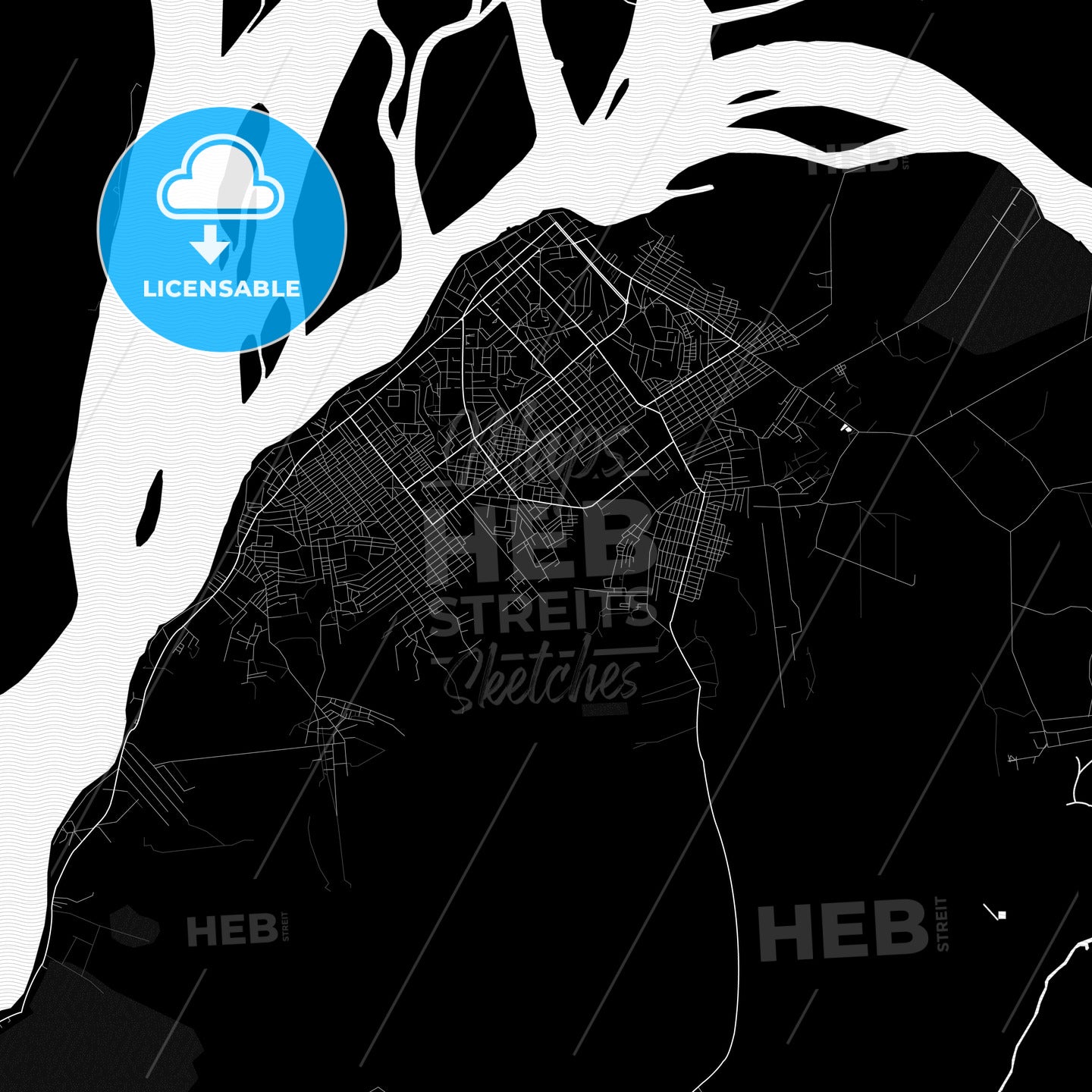Mbandaka, Dr Congo Pdf Vector Map Black And White – HEBSTREITS