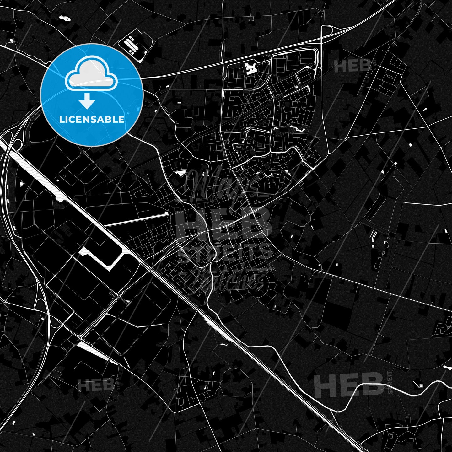 Meierijstad, Netherlands Pdf Vector Map Black And White – HEBSTREITS