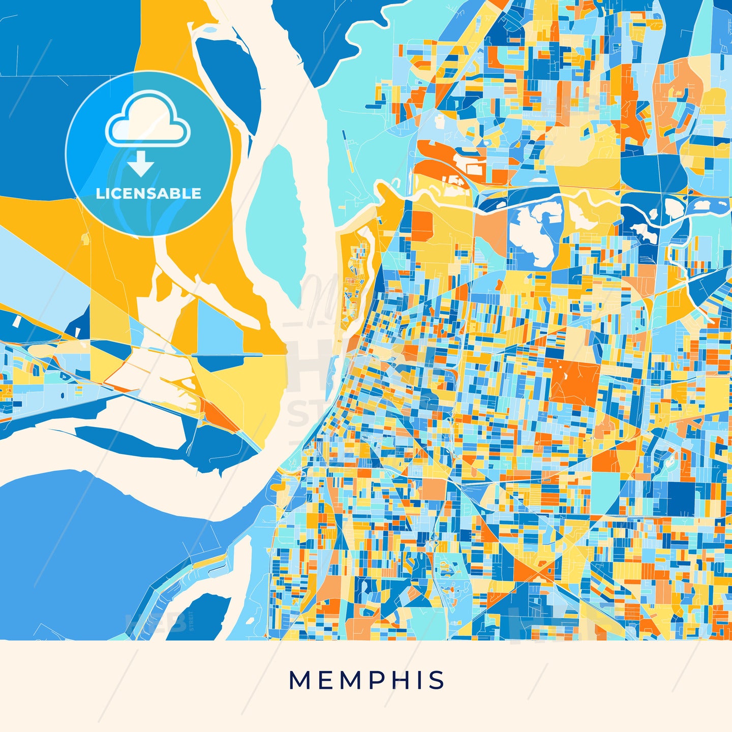Memphis Colorful Map Poster Template – HEBSTREITS