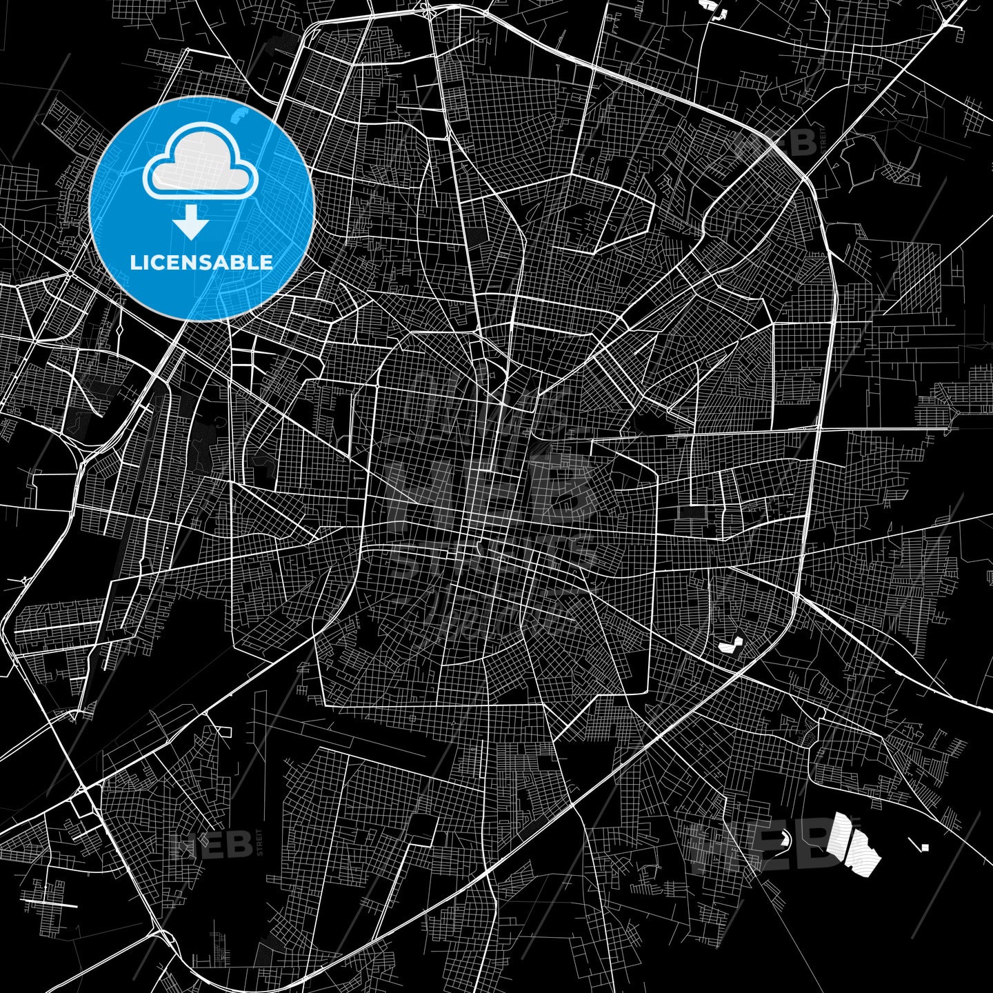 Mérida, Mexico Pdf Vector Map Black And White – HEBSTREITS