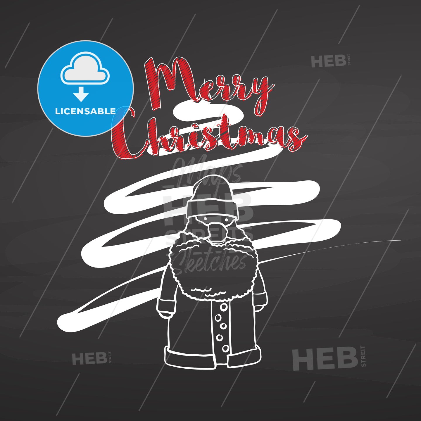 Merry Christmas Santa Claus On Chalkboard – HEBSTREITS