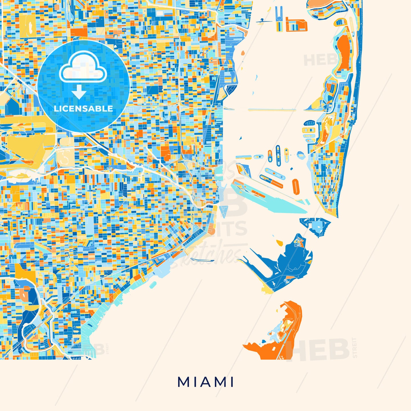 Miami Colorful Map Poster Template – HEBSTREITS