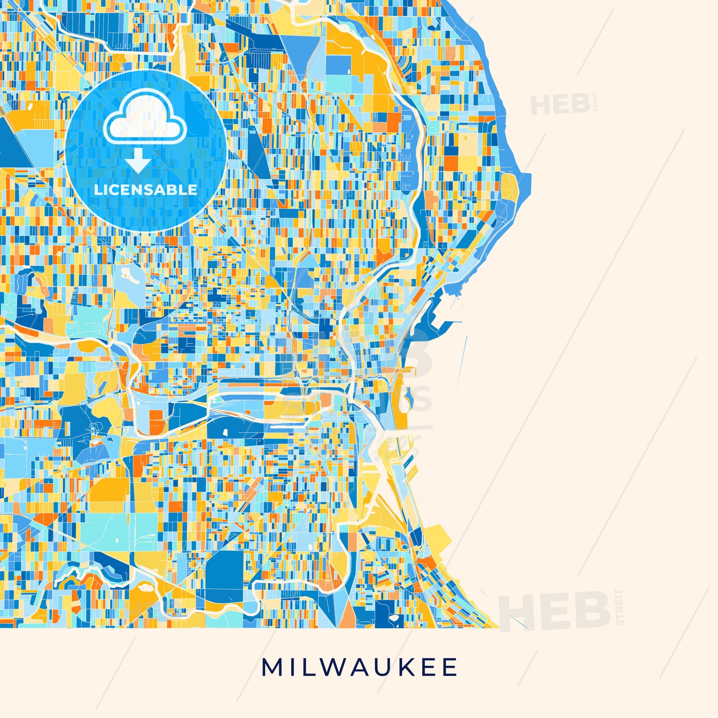 Milwaukee Colorful Map Poster Template – HEBSTREITS