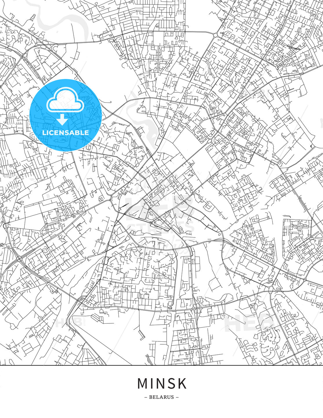 Minsk, Belarus, Map Poster Borderless Print Template – HEBSTREITS