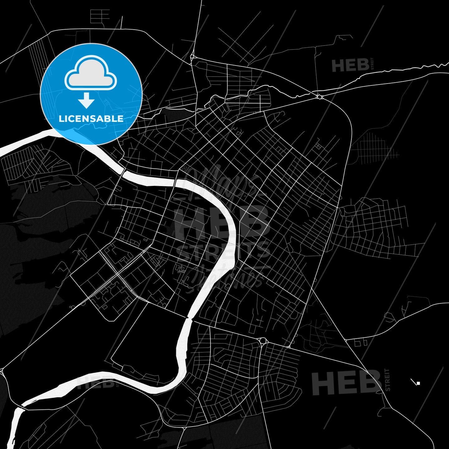 Minusinsk, Russia Pdf Vector Map Black And White – HEBSTREITS